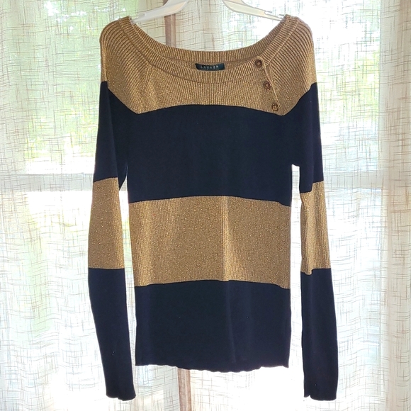 Lauren Ralph Lauren | Sweaters | Ralph Lauren Metallic Black And Gold ...